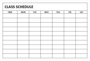 Printable College Schedule Template