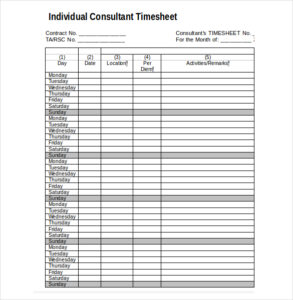 Free Printable Consultant Timesheet Template