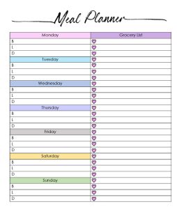 Printable Daily Meal Planning Template