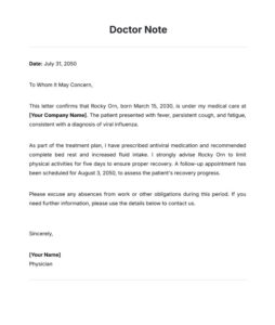Free Printable Doctor Excuse Note Template