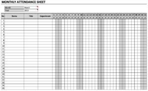 Employee Attendance Record Sheet Template