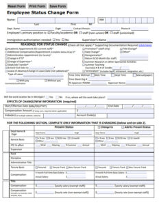 Free Printable Employee Status Change Form