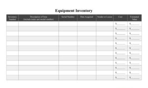 Printable Equipment Inventory List Template