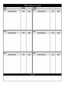 Printable Exercise Planning Template