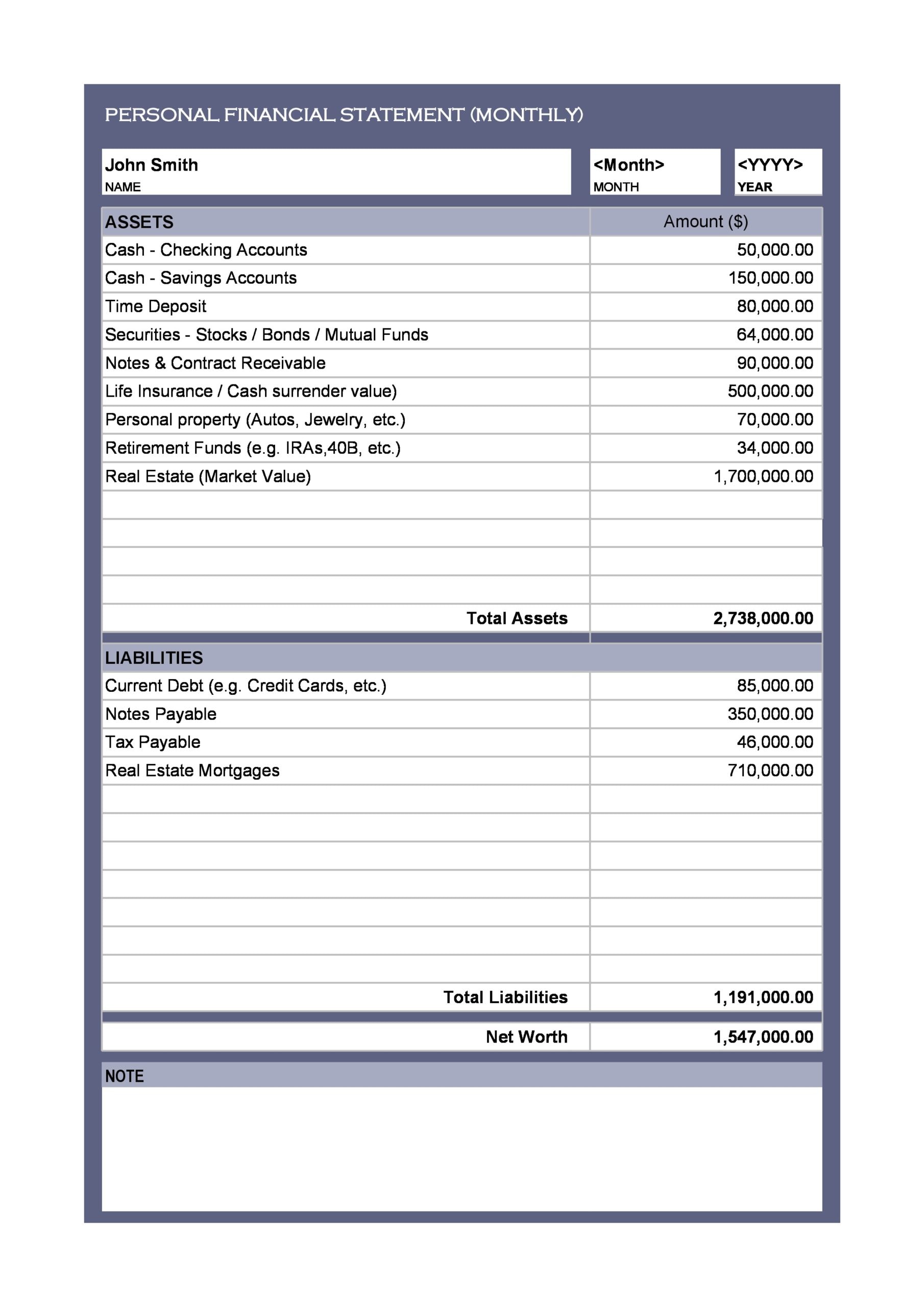Financial Statement Template