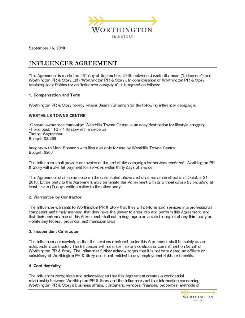 Influencer Agreement Template