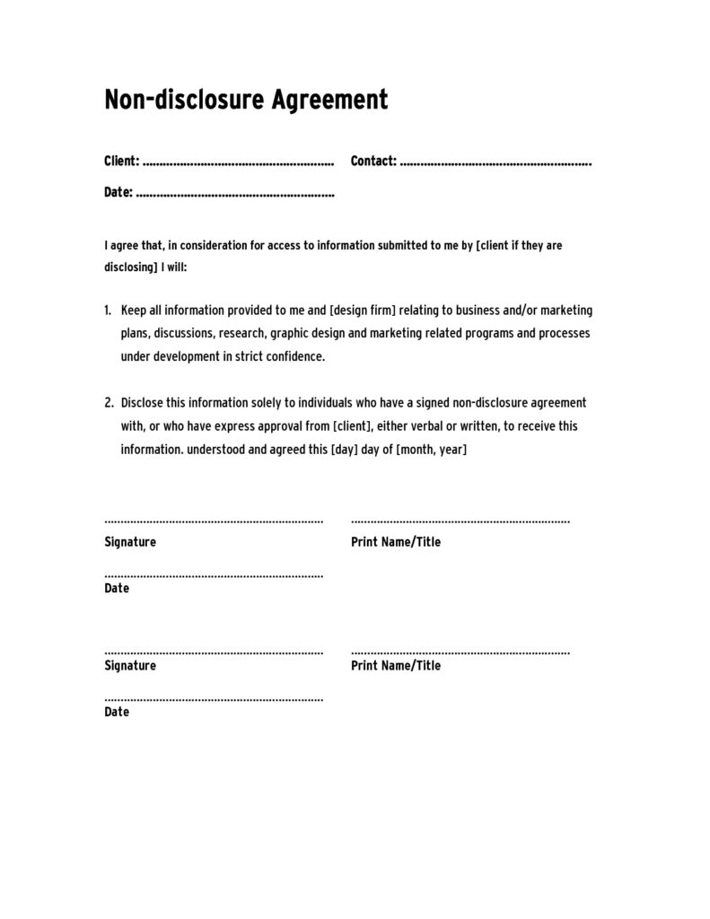 Non-disclosure Agreement Template for Employees