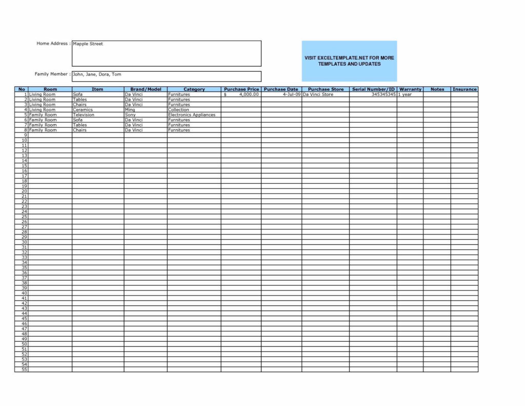 Parts Inventory Spreadsheet Template