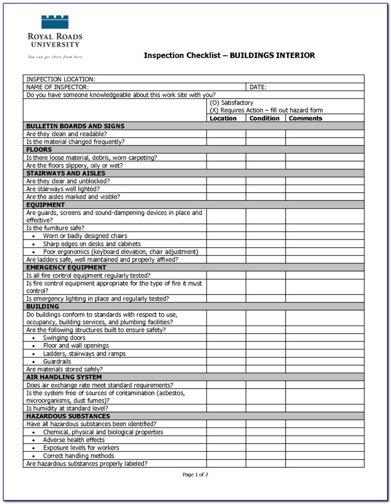 Construction Site Checklist Template