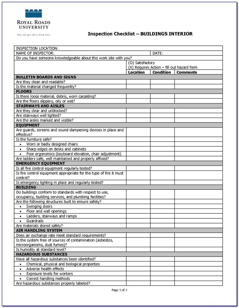 Construction Site Checklist Template