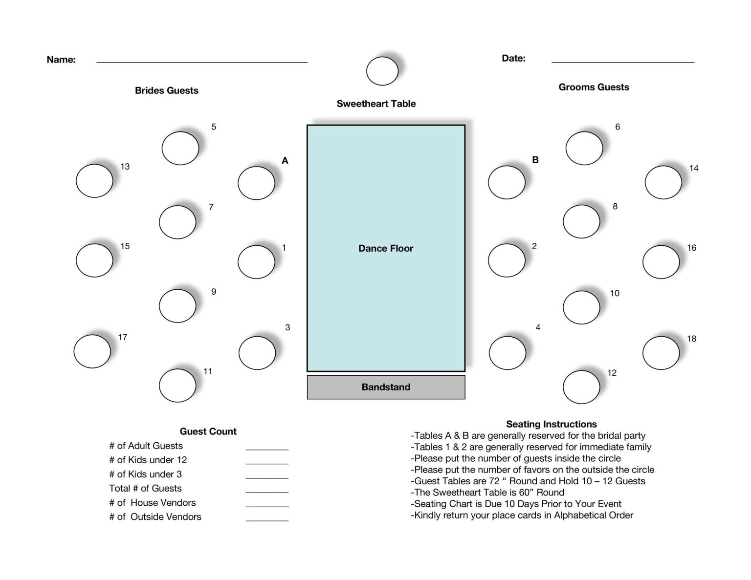 Printable Table Seating Chart Template