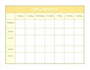 Printable Weekly Food Chart Template