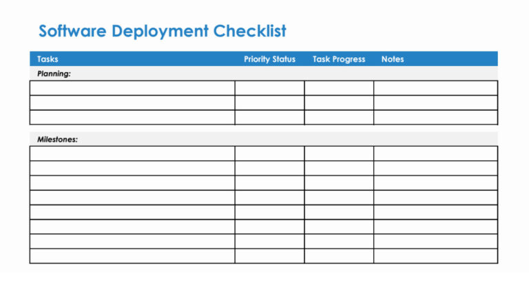 Software Deployment Checklist Template