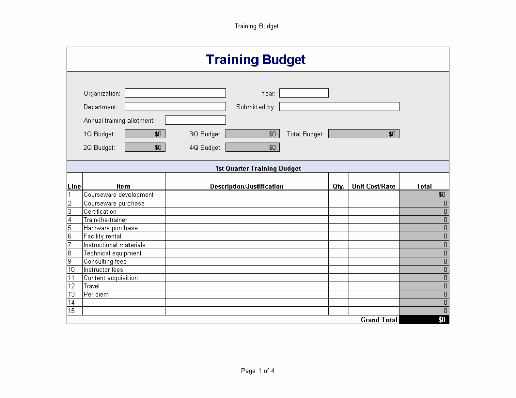 Training Budget Template (Excel)