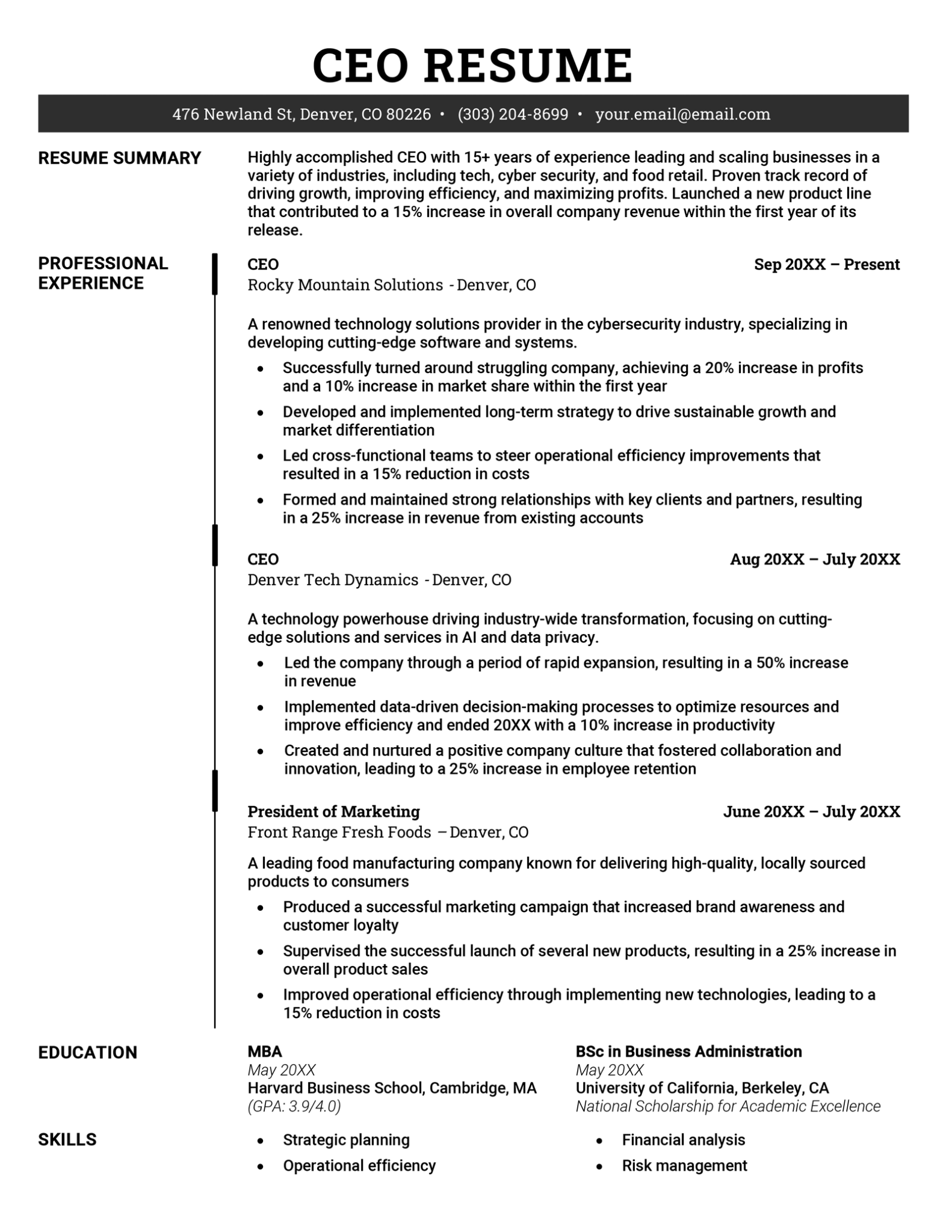 Executive Resume Template (Word)