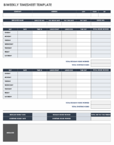 Exempt Employee Timesheet Template