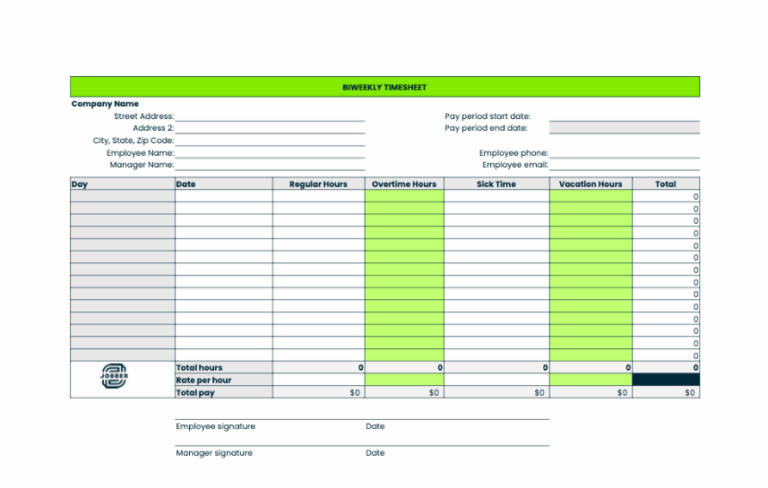 Exempt Employee Timesheet Template
