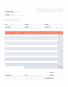 Free Printable Expense Report Form