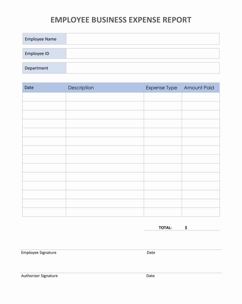 Free Printable Expense Report Form