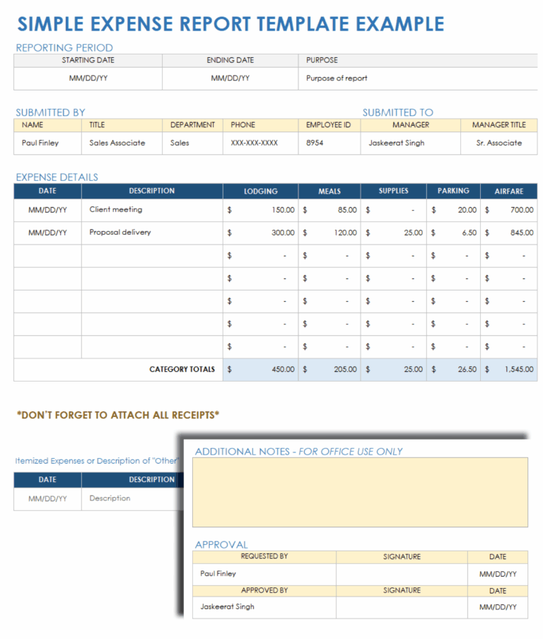 Free Printable Expense Report Form