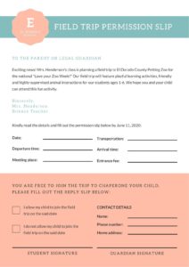 Printable Field Trip Permission Slip Template
