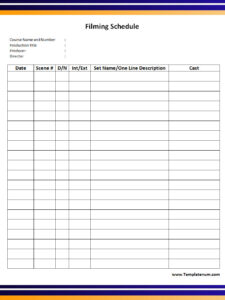 Free Printable Filming Schedule Template