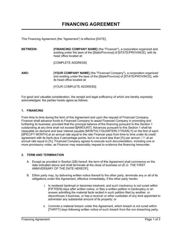 Financial Agreement Template