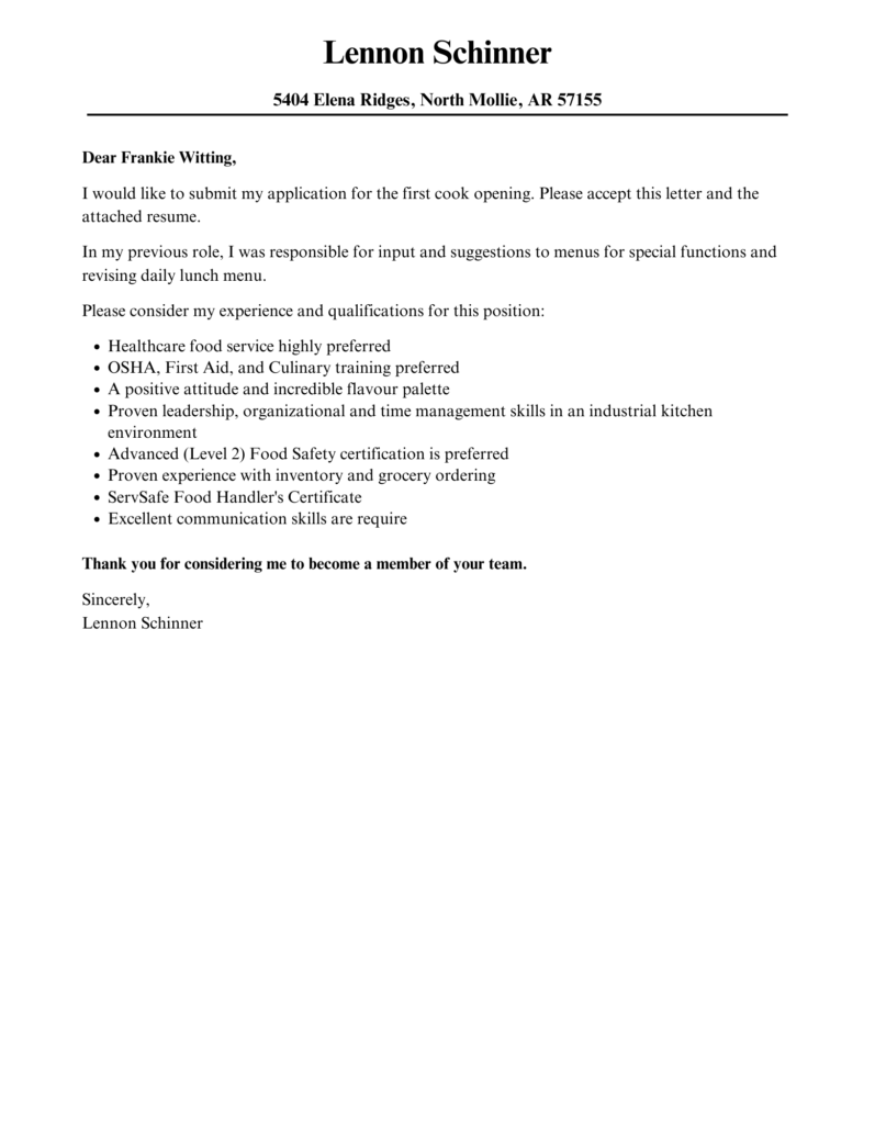 First Job Cover Letter Template (Word)
