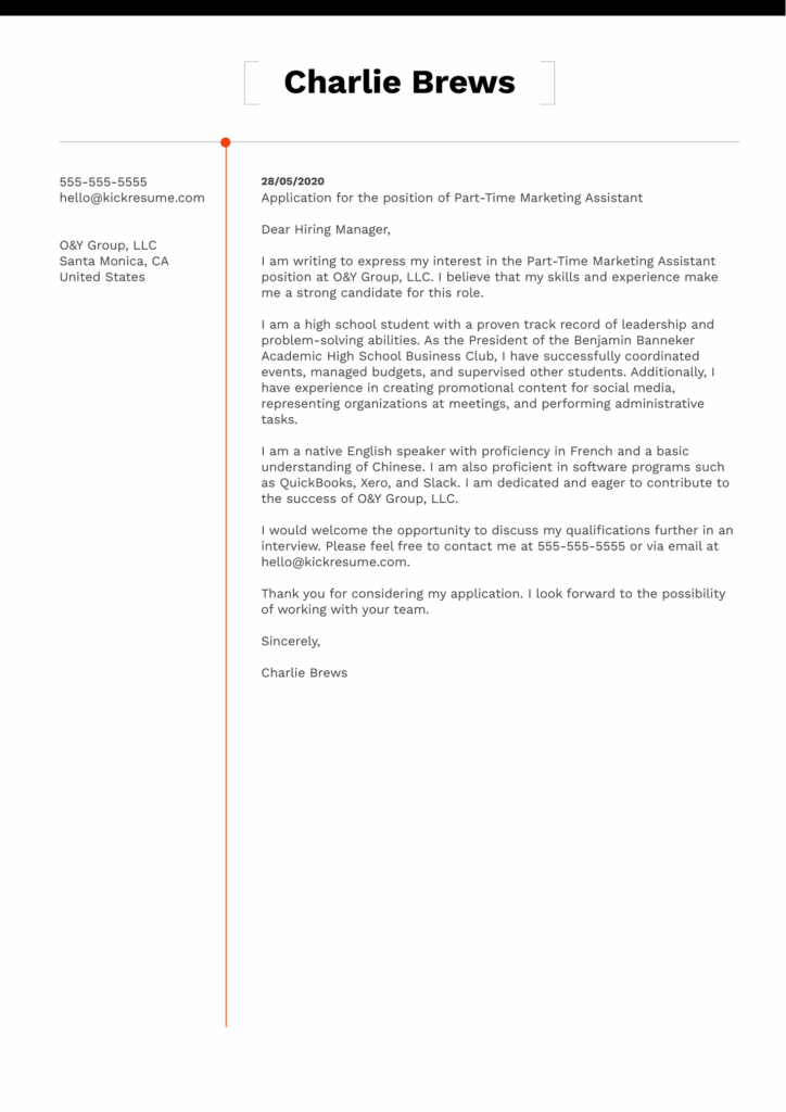 First Job Cover Letter Template (Word)