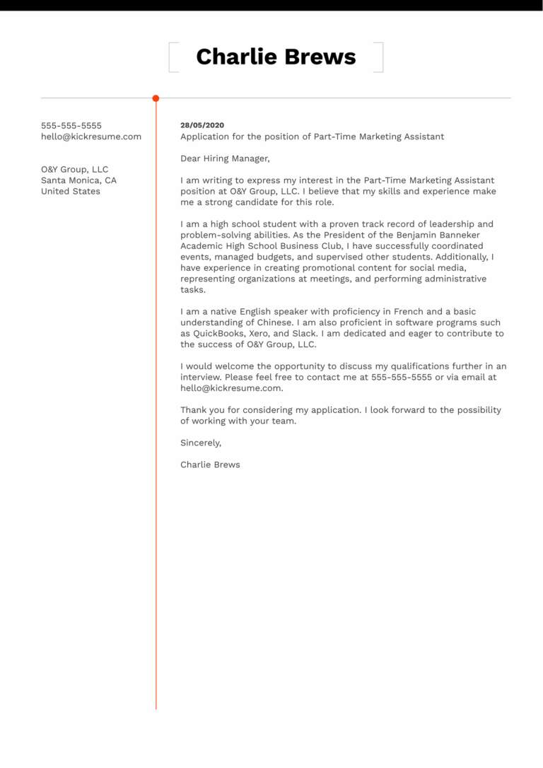 First Job Cover Letter Template (Word)