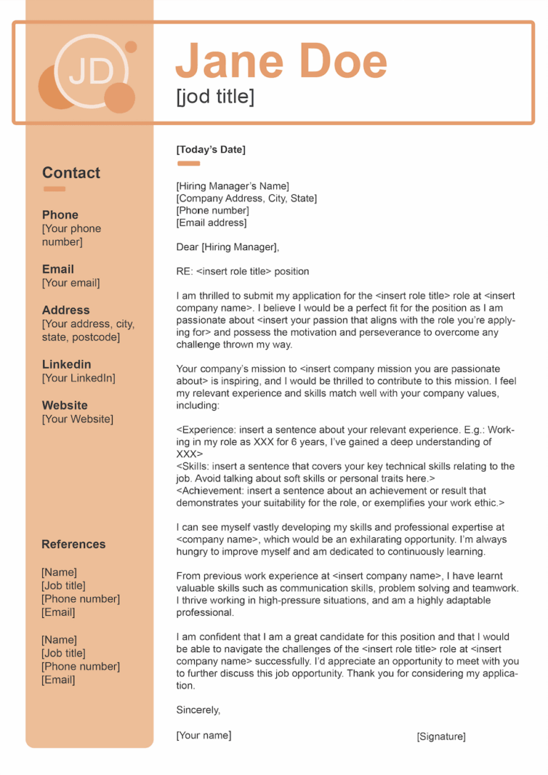First Job Cover Letter Template (Word)