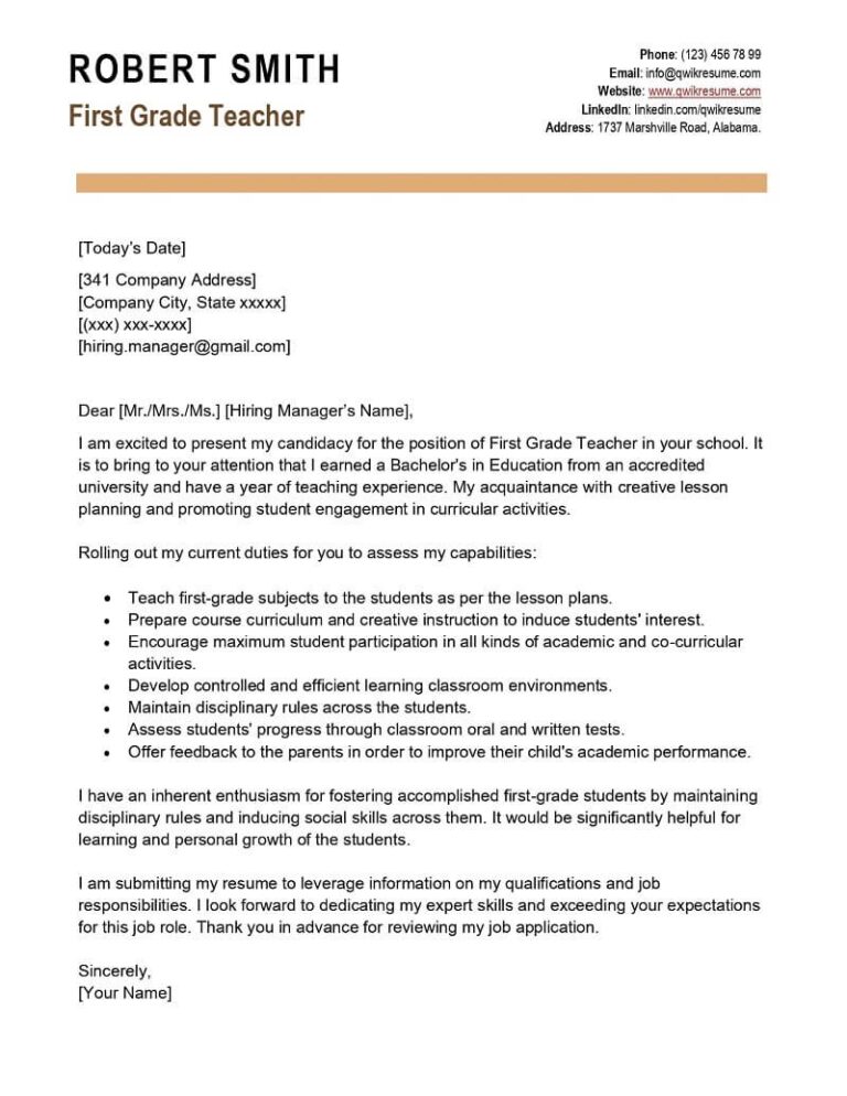 First Job Cover Letter Template (Word)