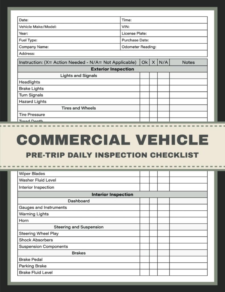 Printable Fleet Vehicle Checklist Template