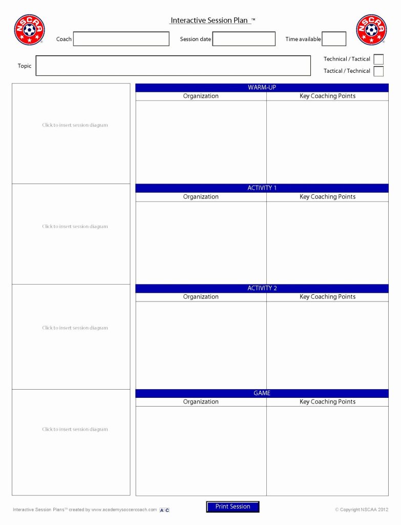 Printable Football Practice Planner Template