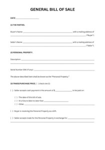 Printable General Bill Of Sale Form