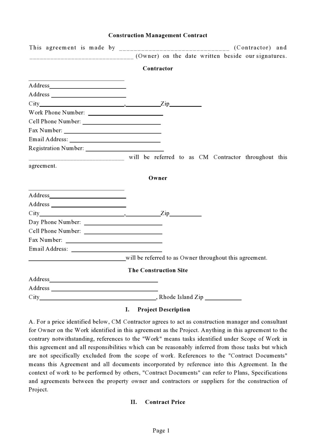 General Contractor Agreement Template
