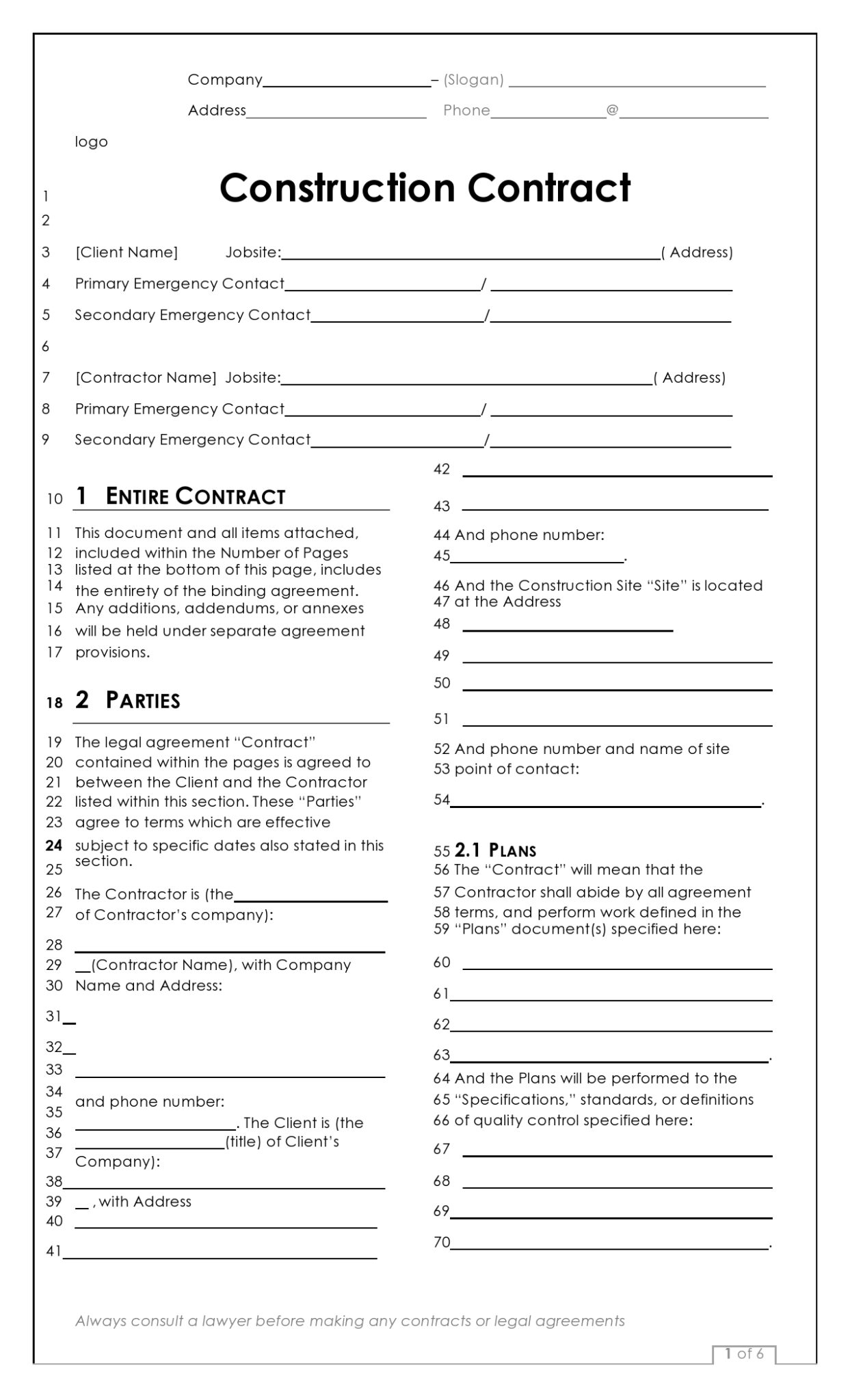 General Contractor Agreement Template