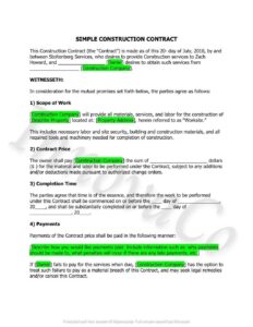 General Contractor Agreement Template