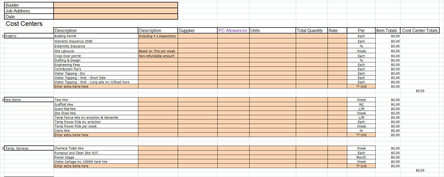 Construction Cost Estimate Template (Excel)