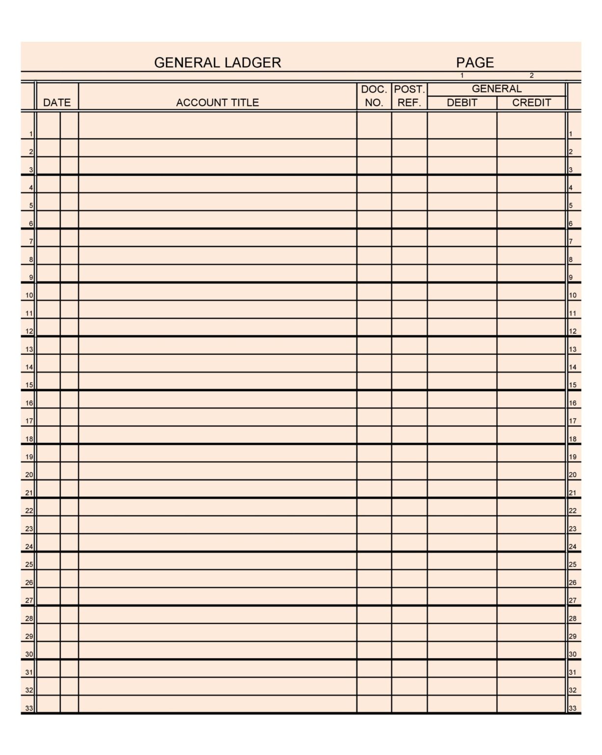 General Ledger Template (Excel)