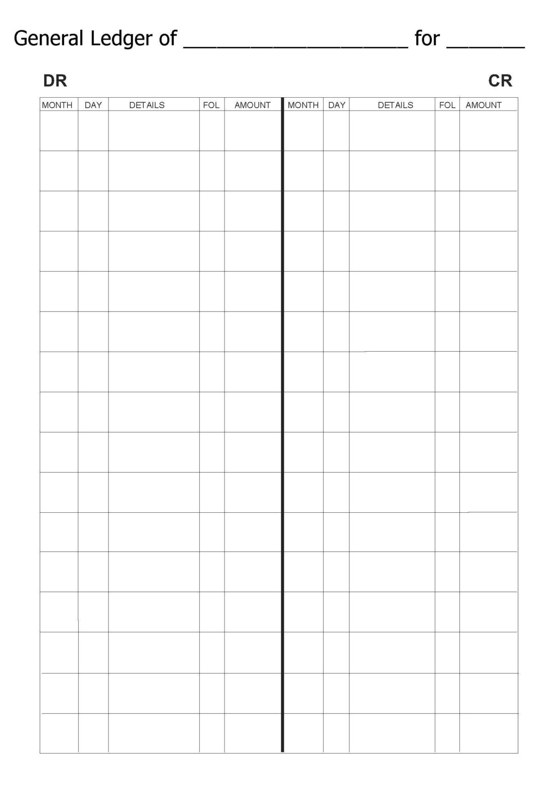 General Ledger Template (Excel)