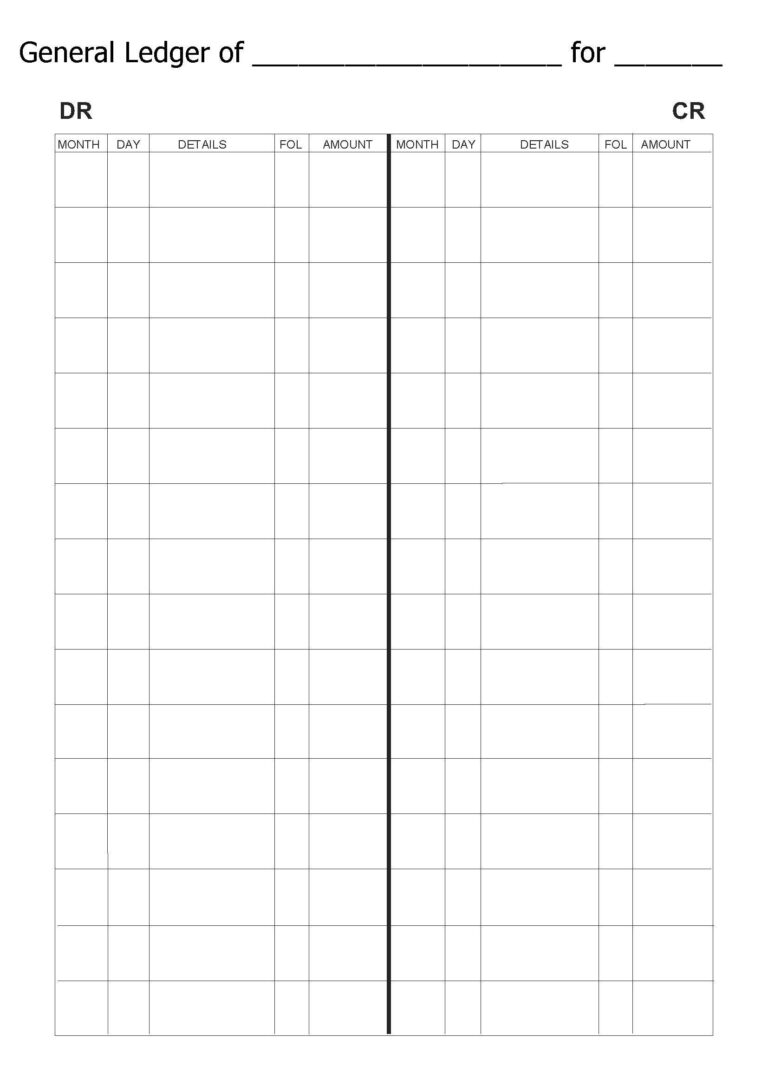 General Ledger Template (Excel)