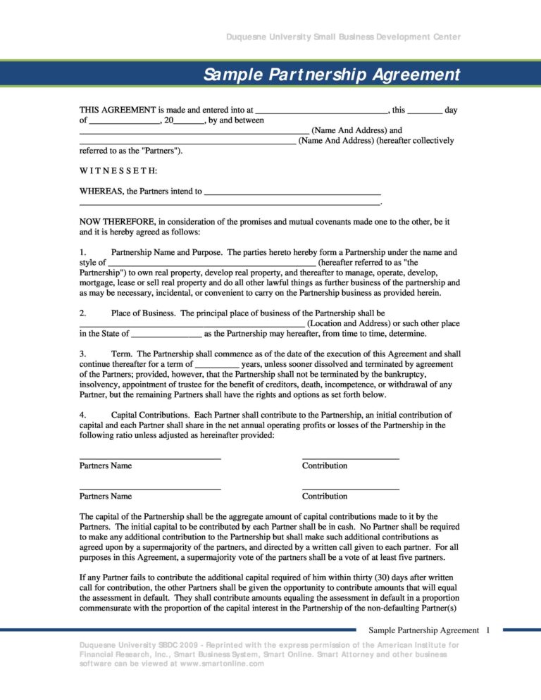 General Partnership Agreement Template