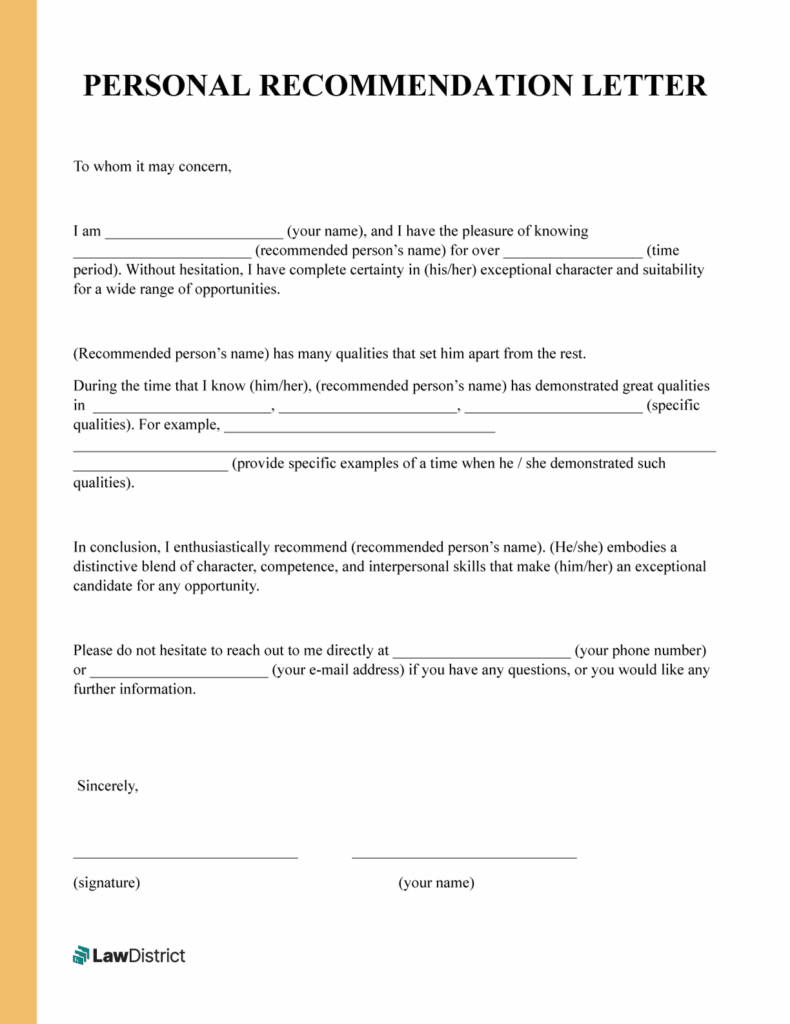 General Reference Letter Template (Word)