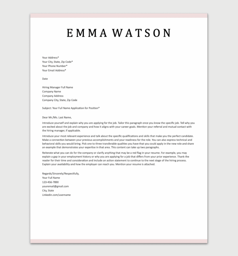 Generic Cover Letter Template (Word)
