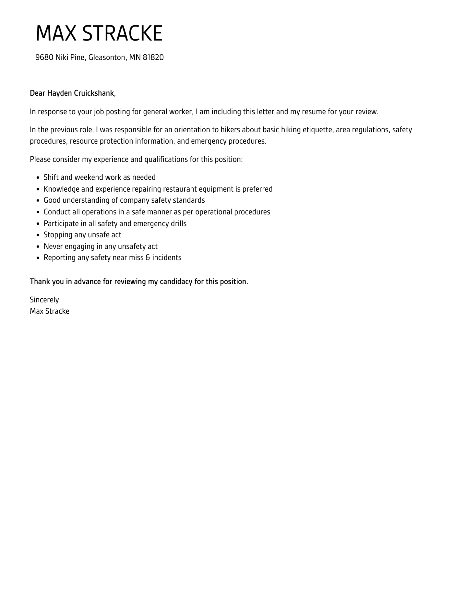 Generic Cover Letter Template (Word)