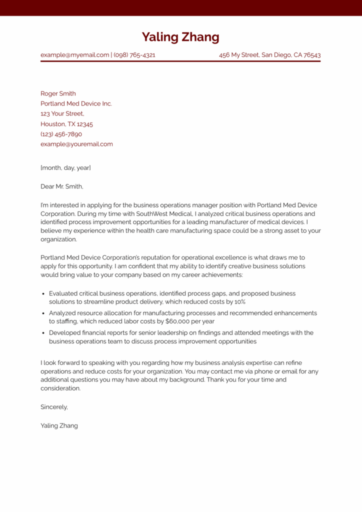 Generic Cover Letter Template (Word)