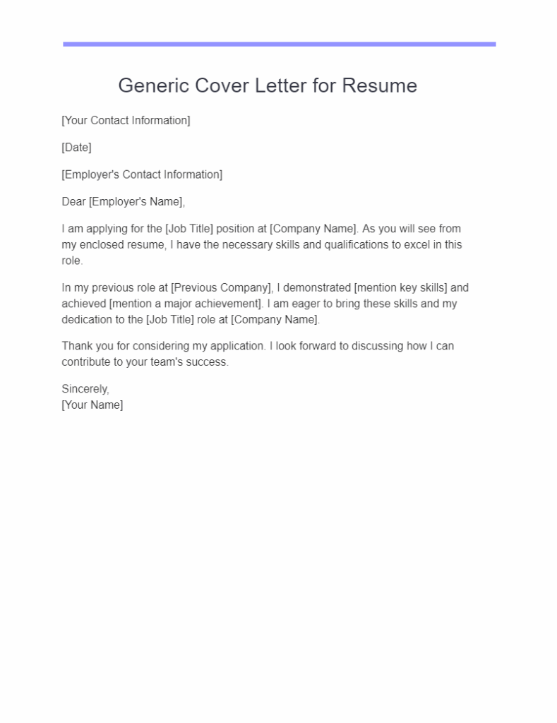 Generic Cover Letter Template (Word)