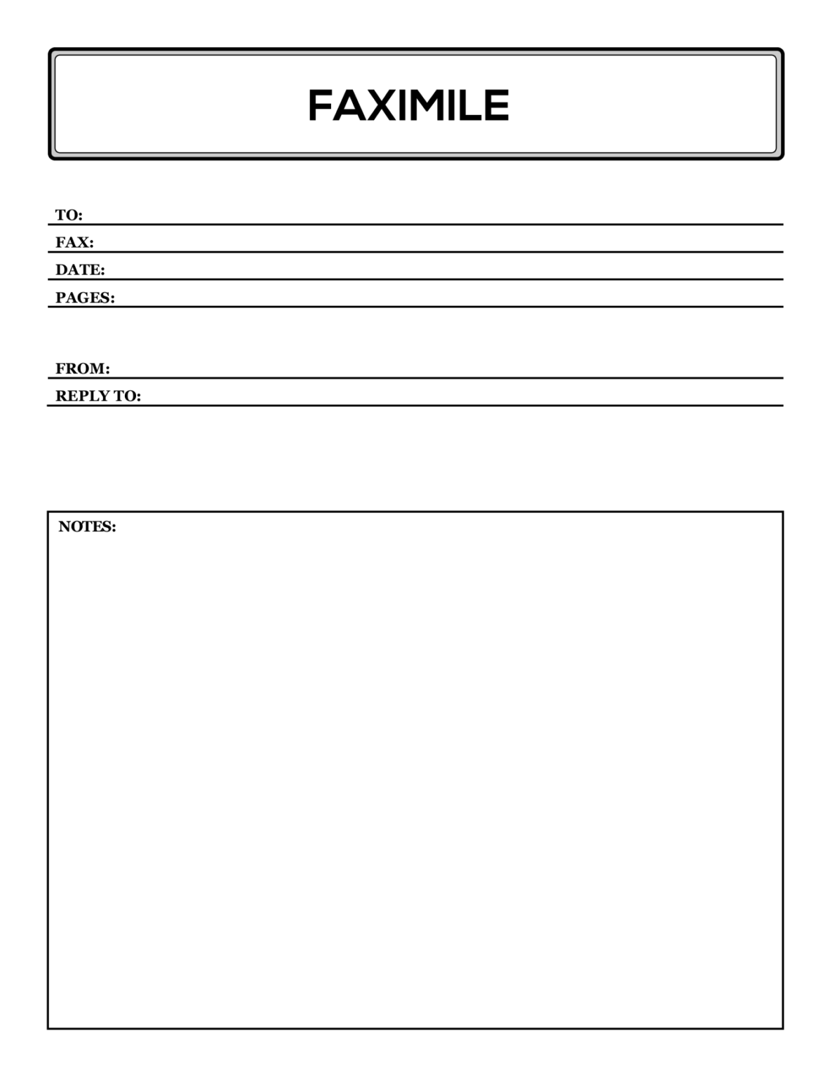 Generic Fax Cover Sheet Template