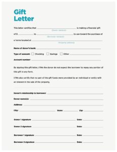 Gift Letter Template for Money (Word)
